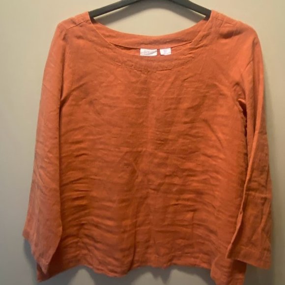 Sigrid Olsen | Tops | Sigrid Olsen Rustorange Linen Shirt L | Poshmark